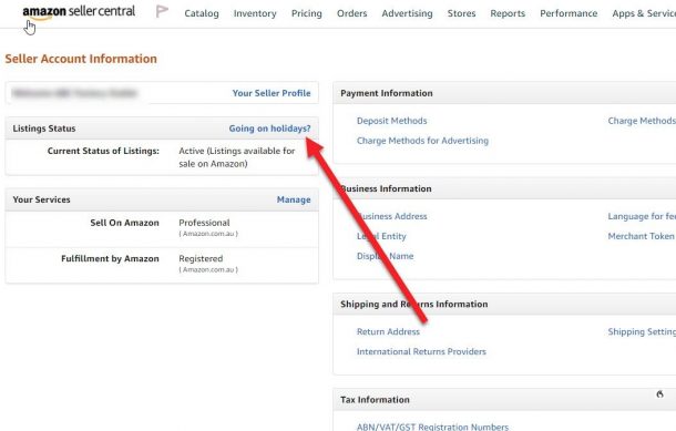 Amazon Vacation holiday Settings